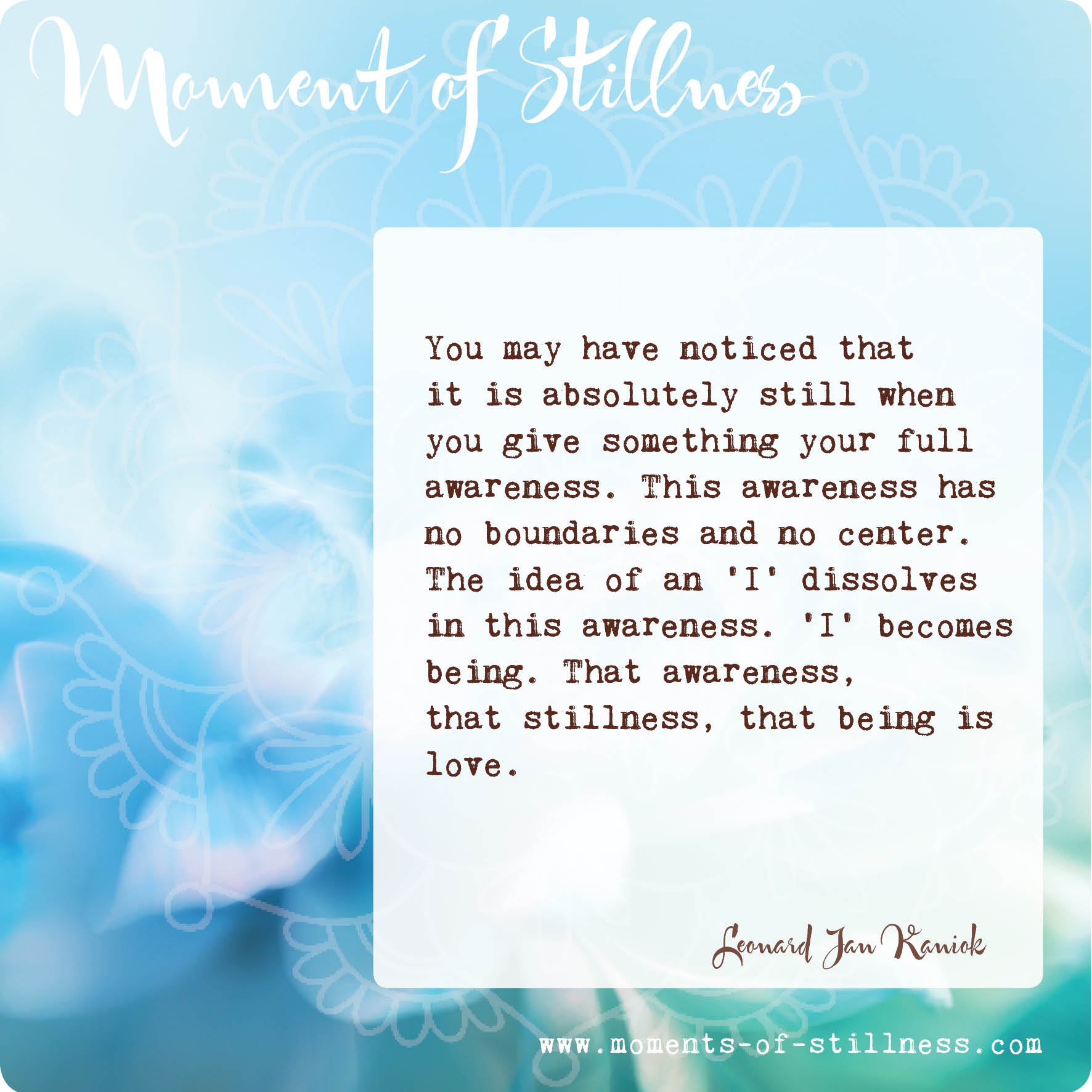 Mindfulness for in your daily life - Moments of Stillness